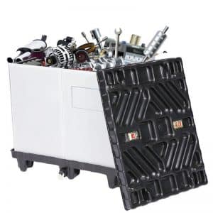 Collapsible plastic gaylord sleeve boxes with Divide