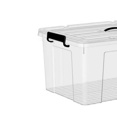 87L clear tote box with lid, large clear plastic storage containers ...
